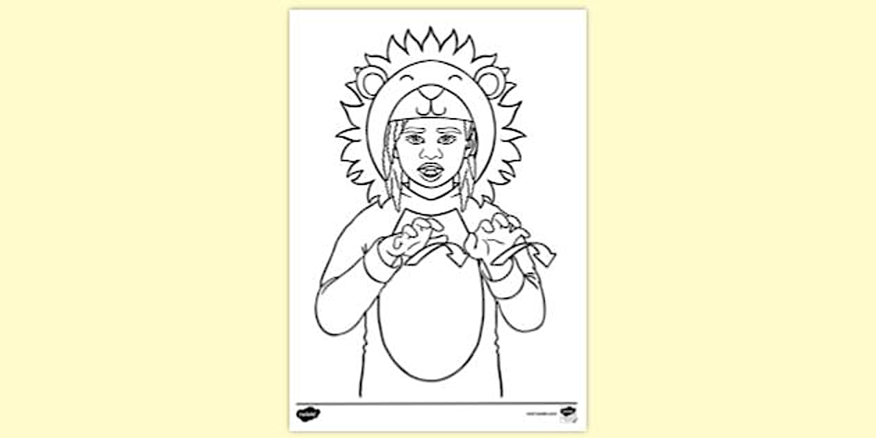 BSL Lion Colouring Sheet | Colouring Sheets (teacher made)