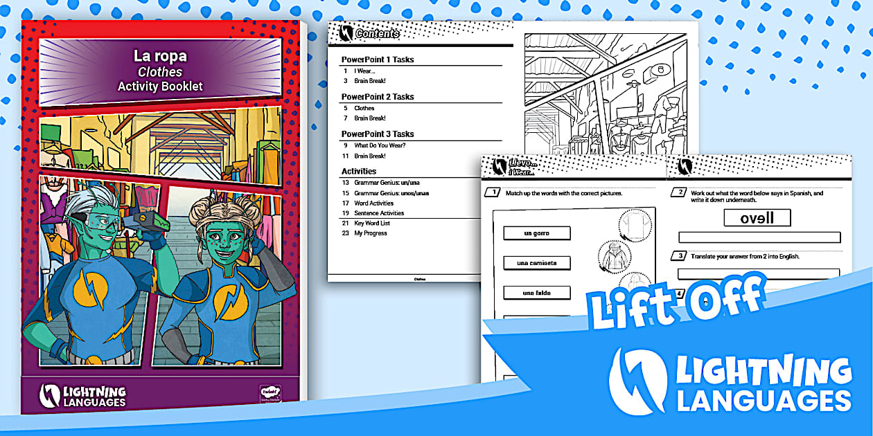 👉 Spanish | Lift Off | Clothes Activity Booklet - Twinkl