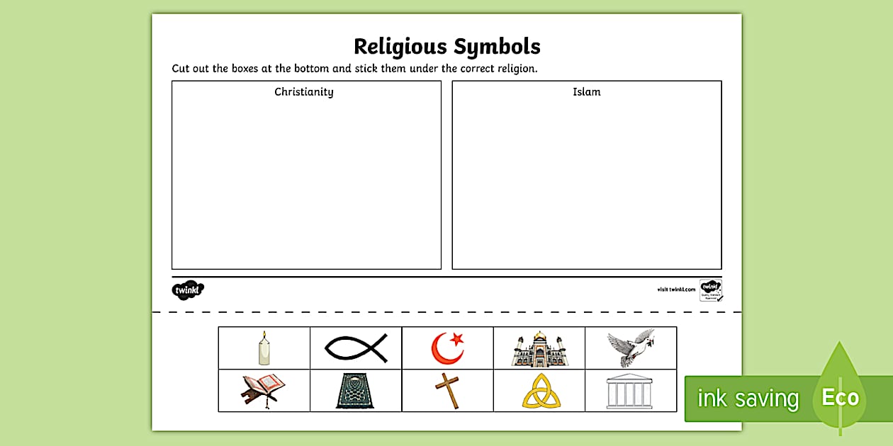 Editable Christianity and Islam Religious Symbols Sorting Activity