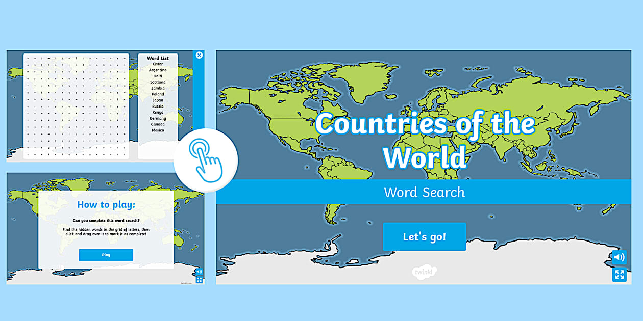 Countries of the World Word Search | CfE Resources | Twinkl