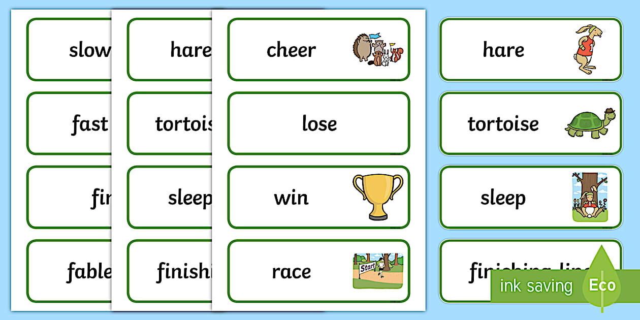 The Tortoise and The Hare Word Cards (teacher made) - Twinkl