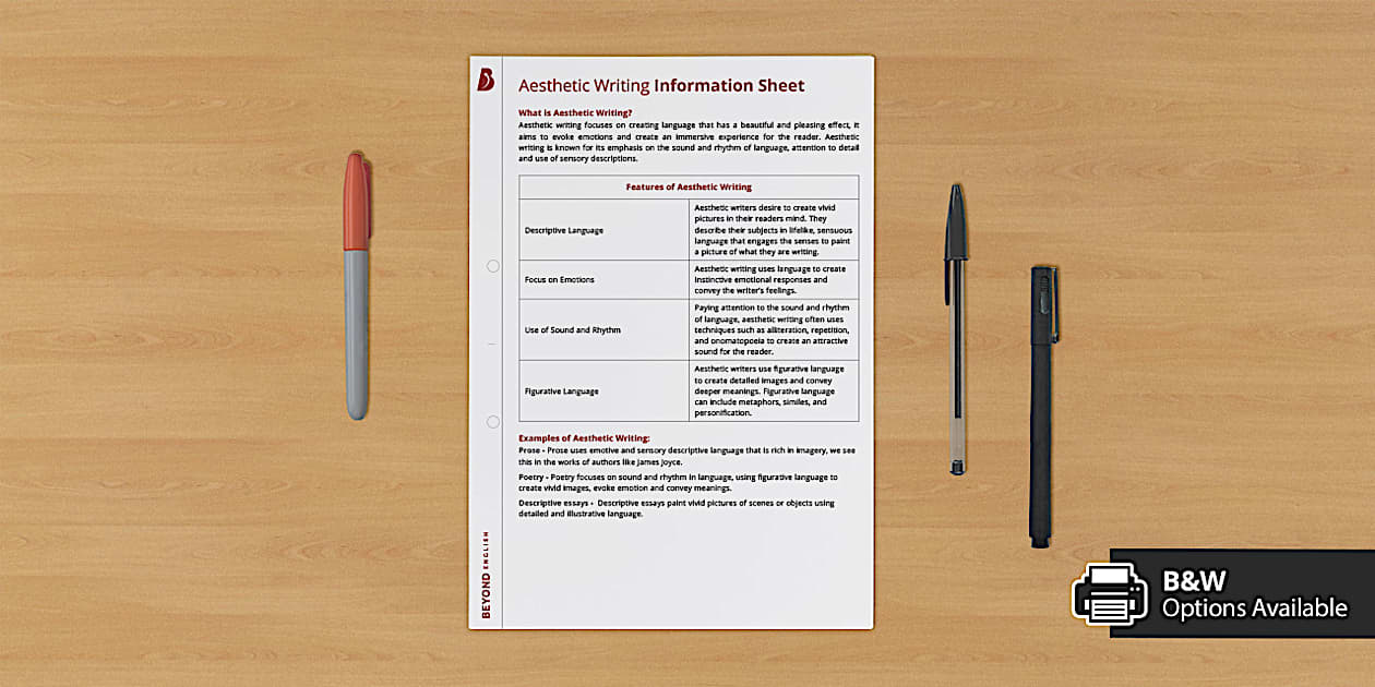 Aesthetic Writing Information Sheet (teacher made) - Twinkl