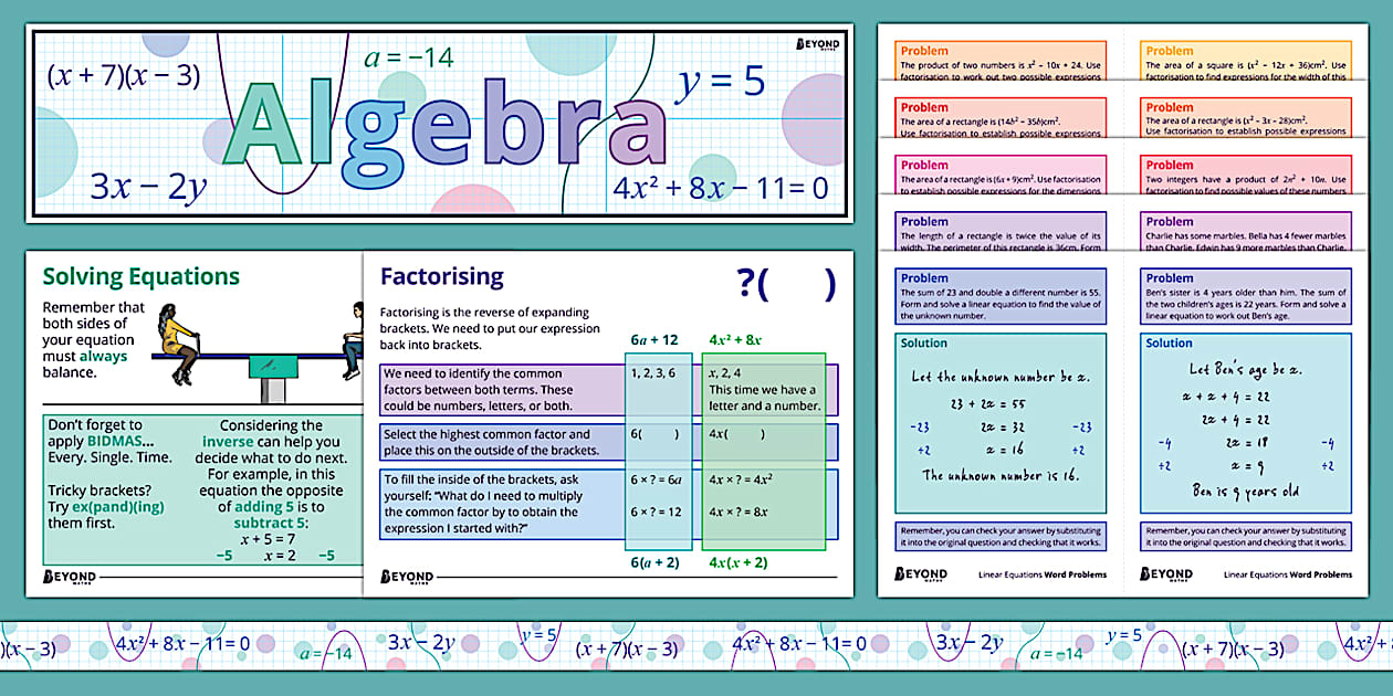 👉 Algebra Word Problems: Display Pack | Beyond Secondary