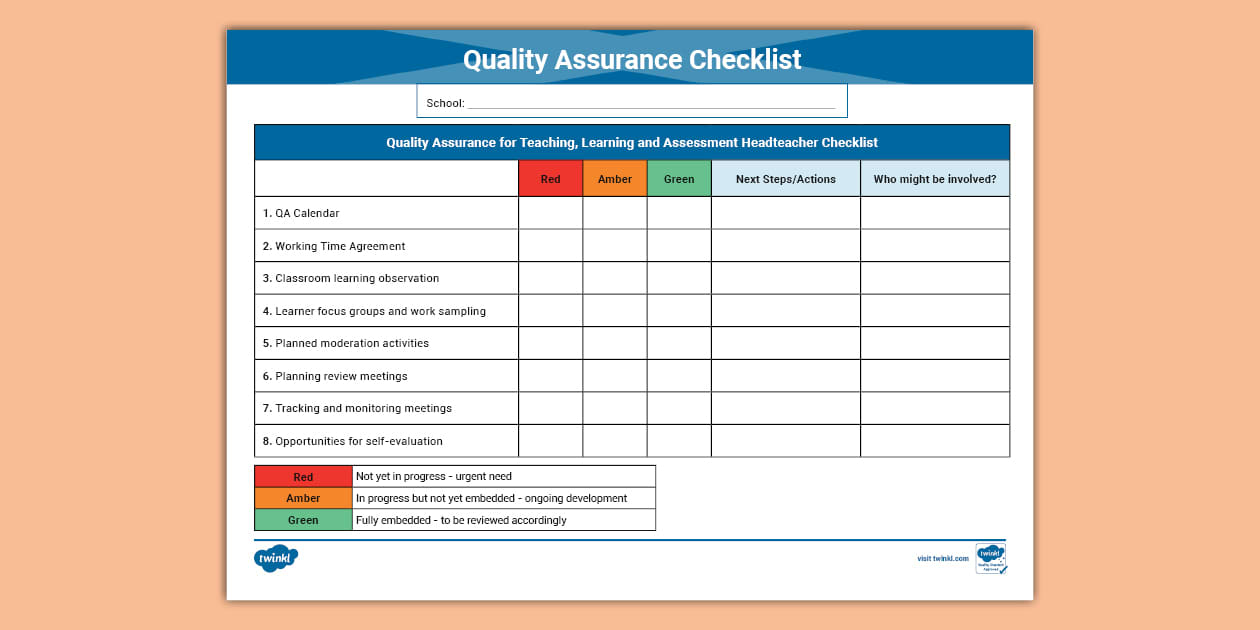 SLT Quality Assurance Editable Checklist (teacher made)