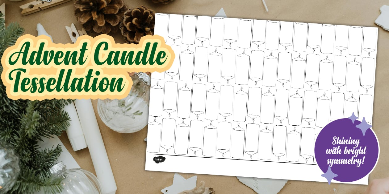 Advent Candle Tessellation Colouring Sheet