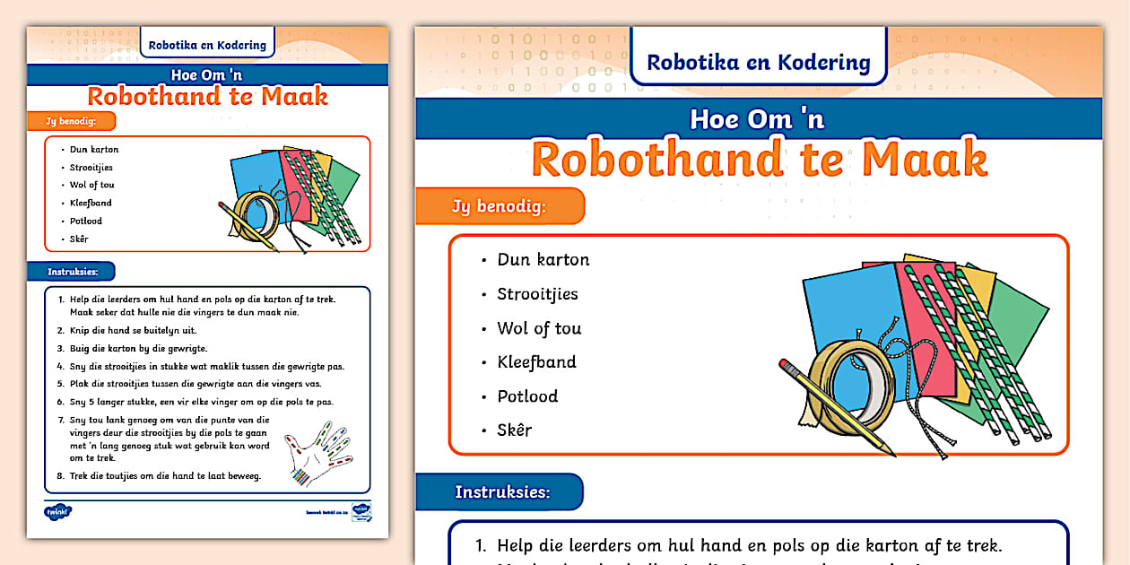 Robotika en Kodering: Hoe Om 'n Robothand te Maak - Twinkl