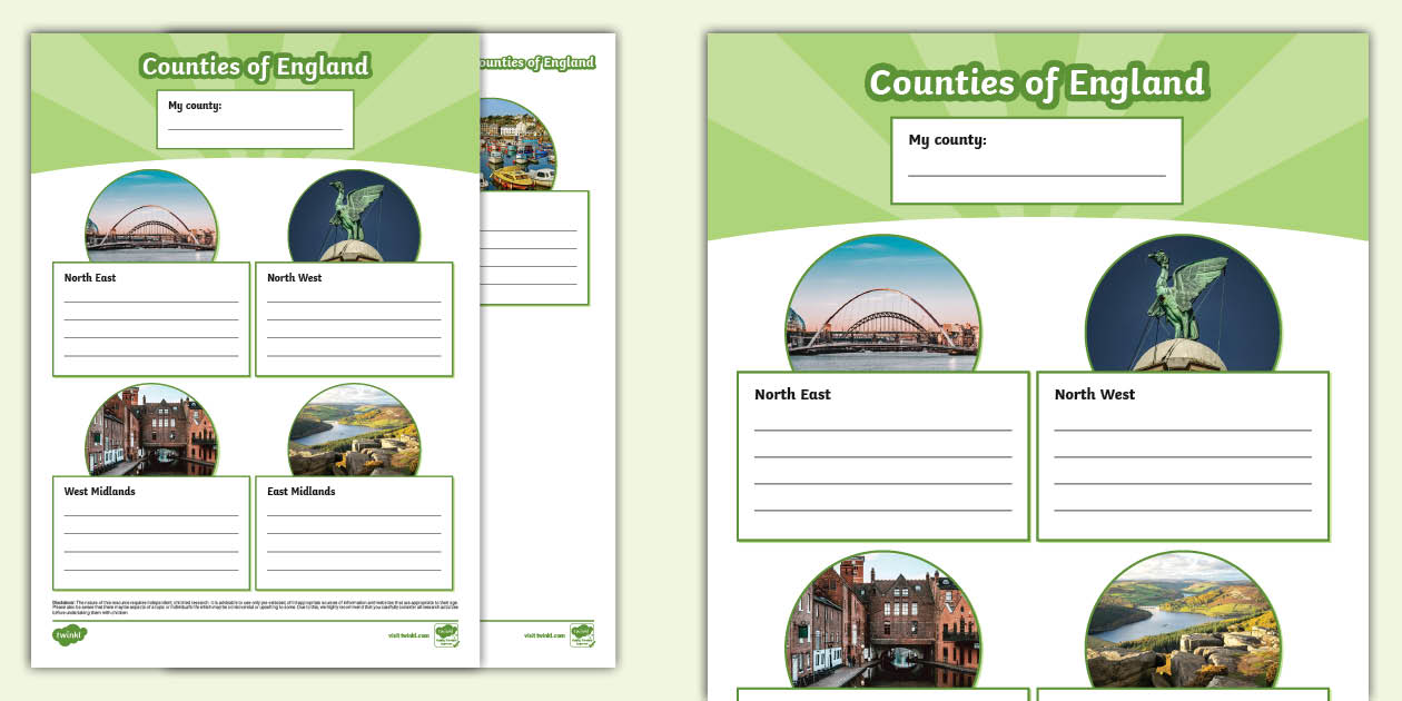 Counties of England Fact File Template - Twinkl