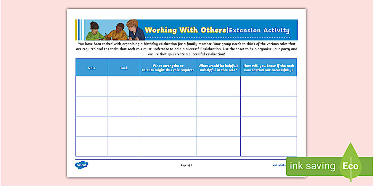 Year 3 - Lesson 4 - Working With Other Extension Activity