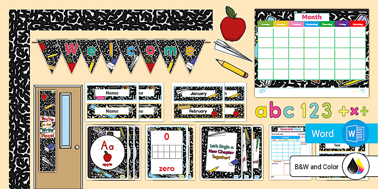 Notebook Theme Classroom Decor Pack (teacher made) - Twinkl