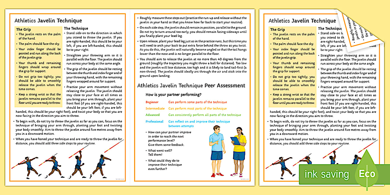Editable Athletics: Javelin Throw Techniques Card - Twinkl