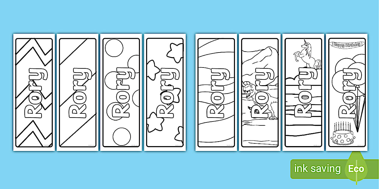 Rory Name Simple Colouring Bookmarks | Twinkl | Stationery