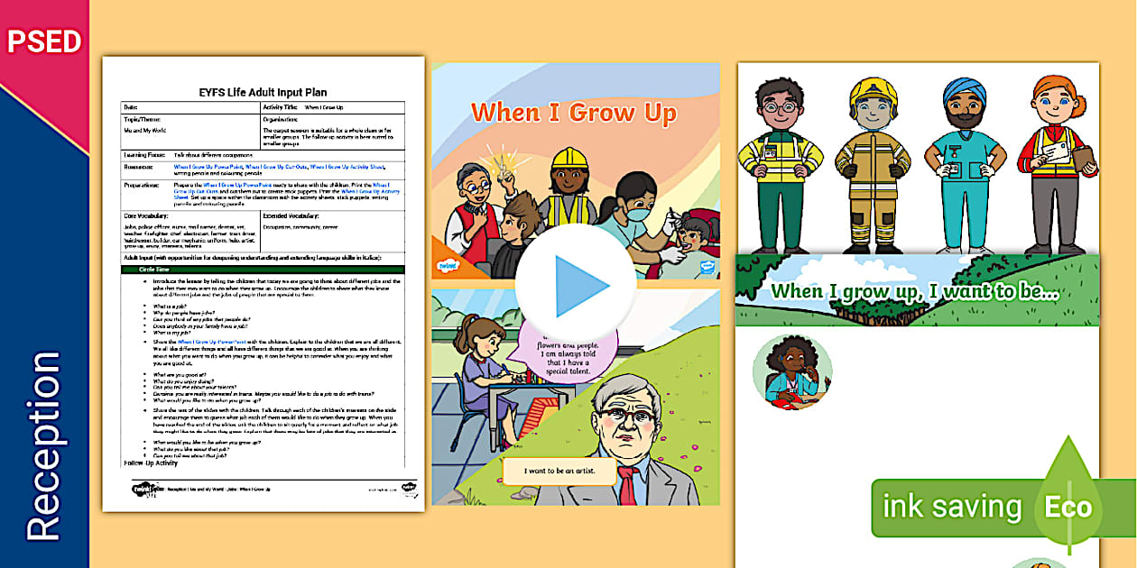 PSED When I Grow Up Adult Input Plan and Resource Pack