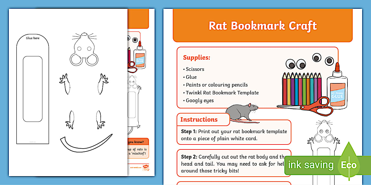 Rat Bookmark Craft Activity | Art and Crafts | Twinkl | KS1