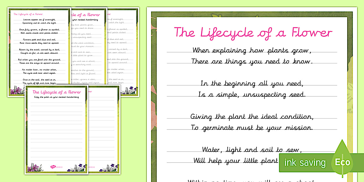 Editable Life Cycle of a Plant Handwriting Poem - Twinkl