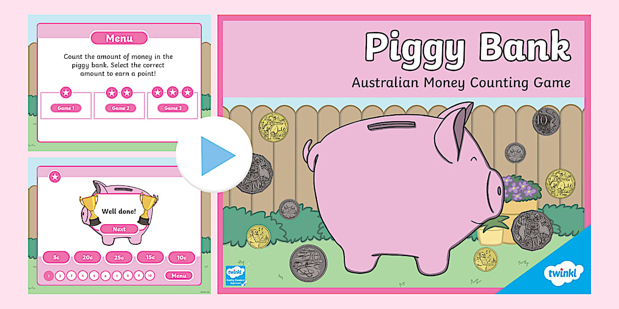 Piggy Bank: Australian Money Counting Game (teacher made)