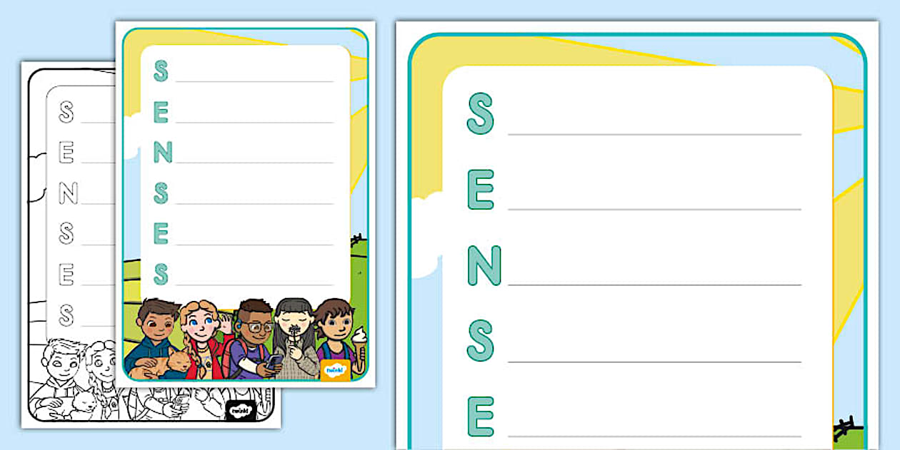 Senses Acrostic Poem Template (teacher made) - Twinkl