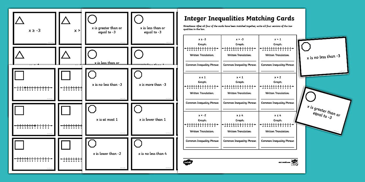 Sixth Grade Integer Inequalities Matching Cards - Twinkl