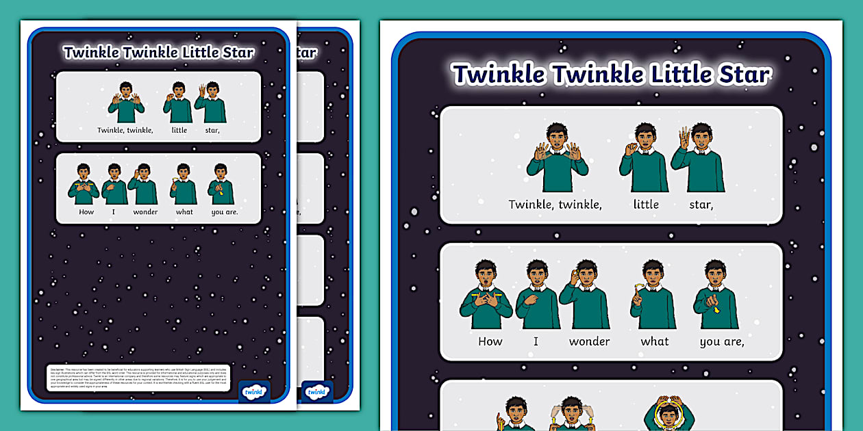 BSL Twinkle Twinkle Little Star Signed Song Sheet - Twinkl