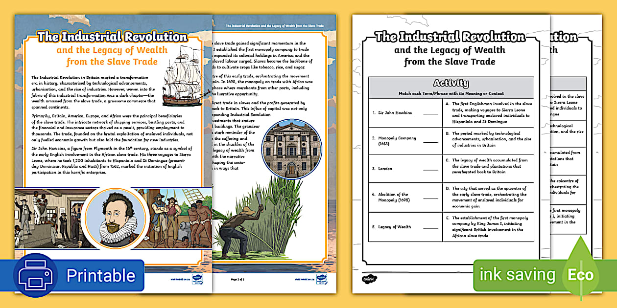 The Industrial Revolution and Wealth from the Slave Trade