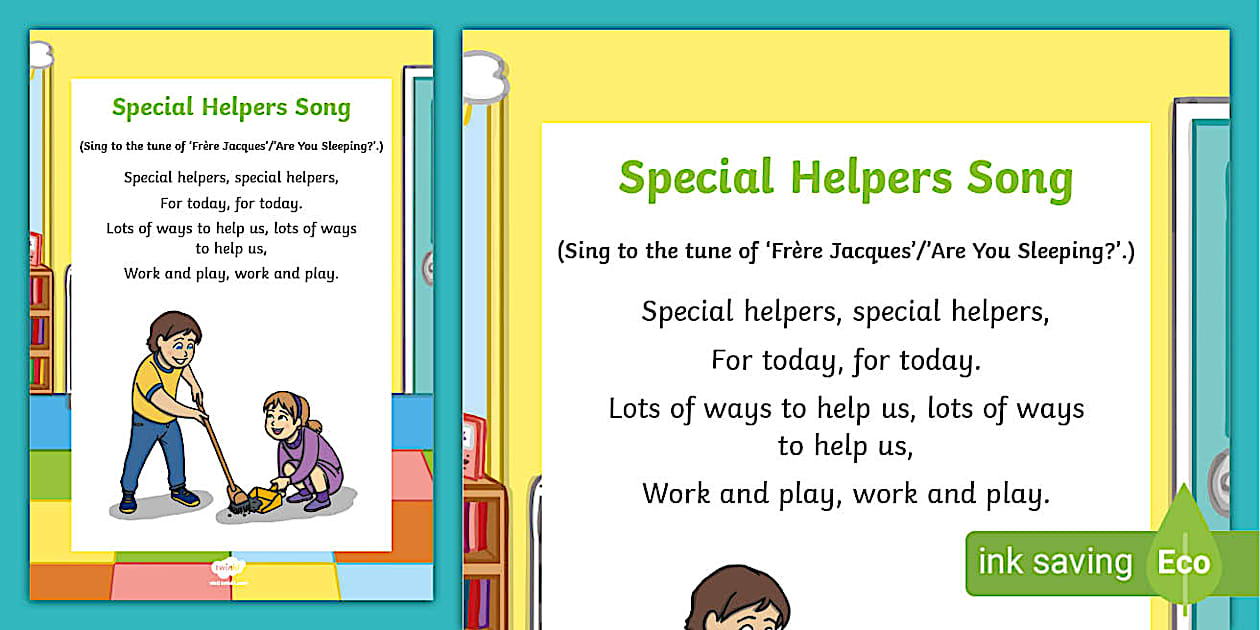 Black and White Special Helpers Song (teacher made) - Twinkl
