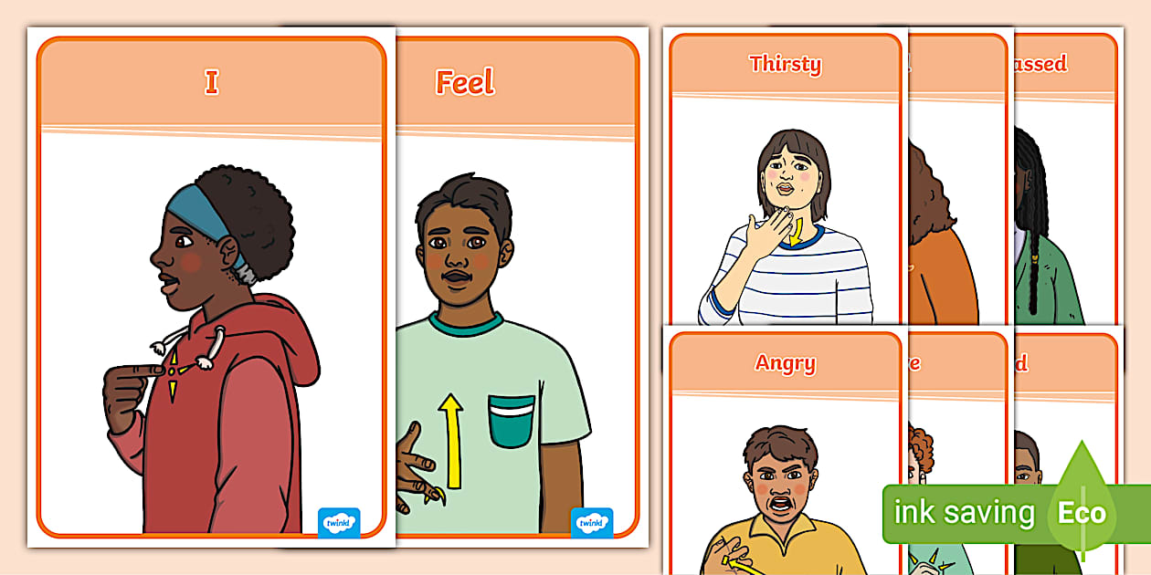 NZSL Emotions A4 Display Posters (teacher made) - Twinkl