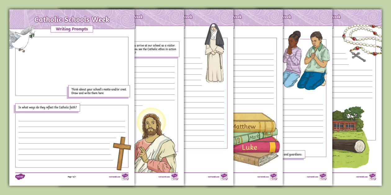 Catholic Schools Week Writing Prompts Activity Sheets