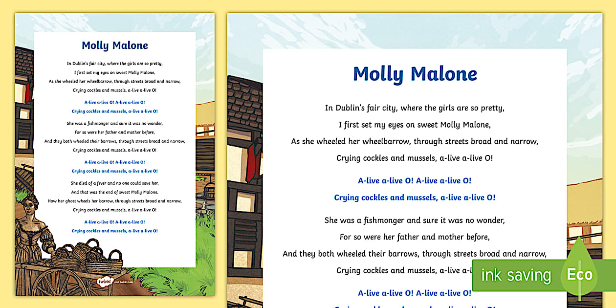 Molly Malone Song Lyrics (Hecho por educadores) - Twinkl