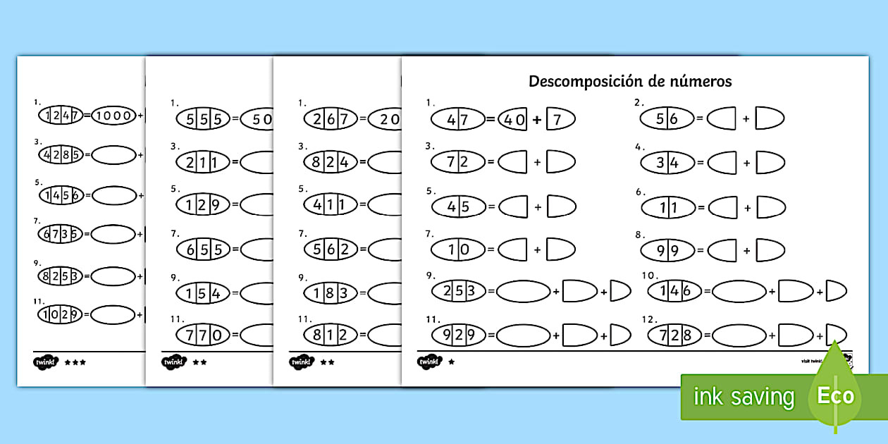 Ficha de actividad: Descomposición de números