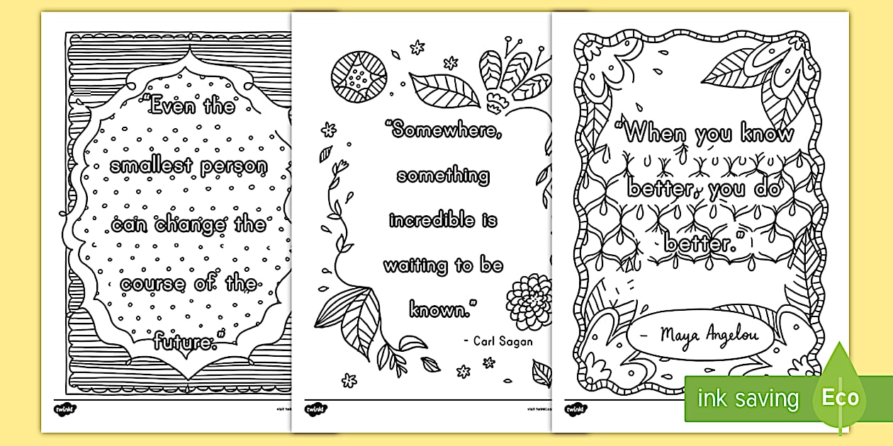 Classroom Inspirational Quotes Mindfulness Coloring Worksheet / Worksheets