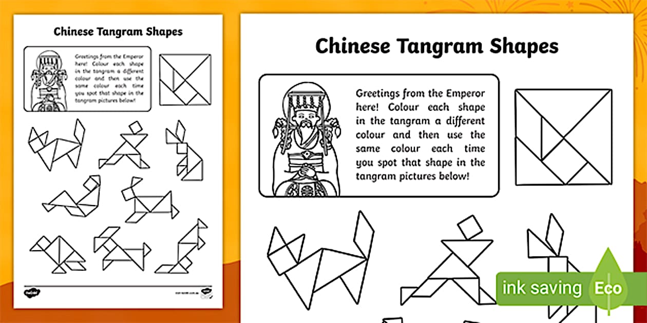 TAS Colour in the Tangram Pictures Worksheet - Twinkl