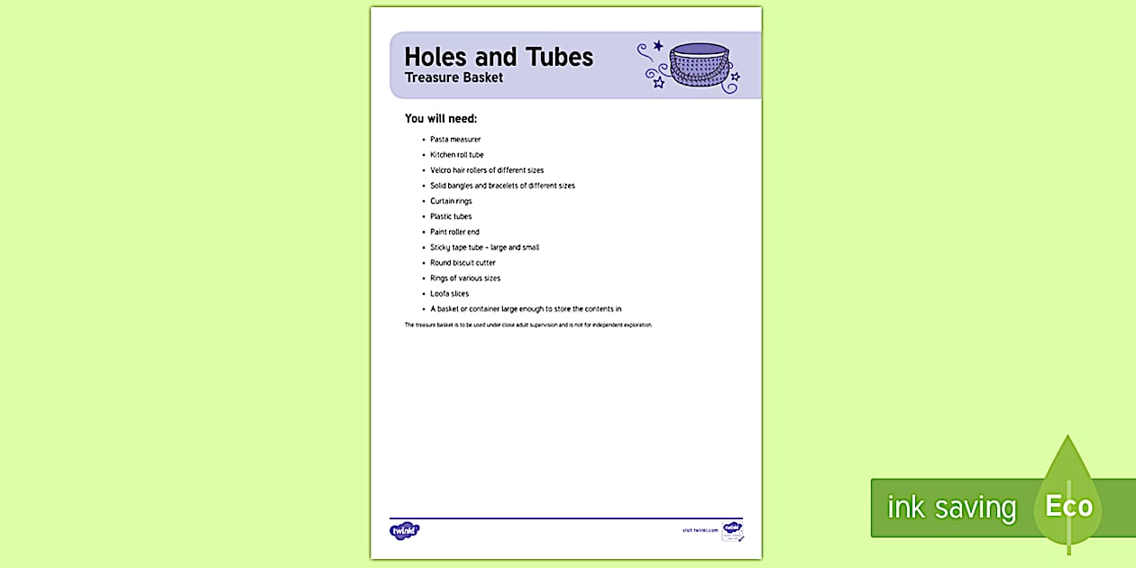 Holes and Tubes Treasure Basket Ideas