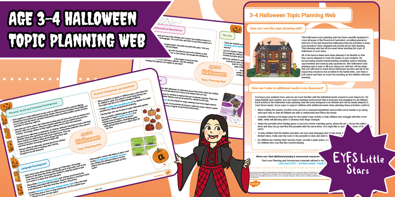NI EYFS Age 3-4 Topic Planning Web: Halloween - Twinkl