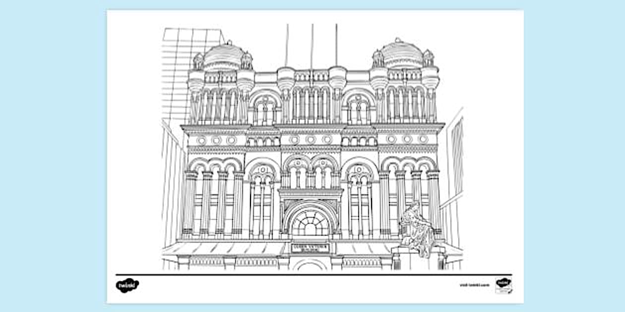Queen Victoria Building Sydney Colouring Sheets - Twinkl