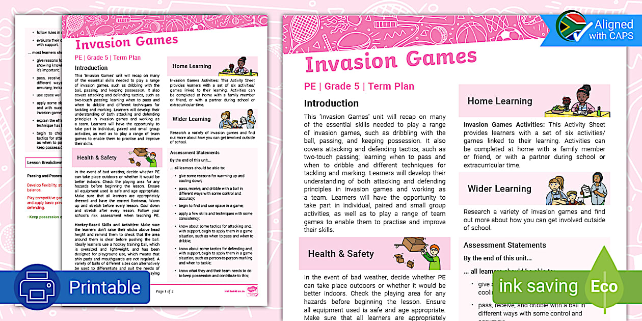 Grade 5 Physical Education: Invasion Games Term Plan