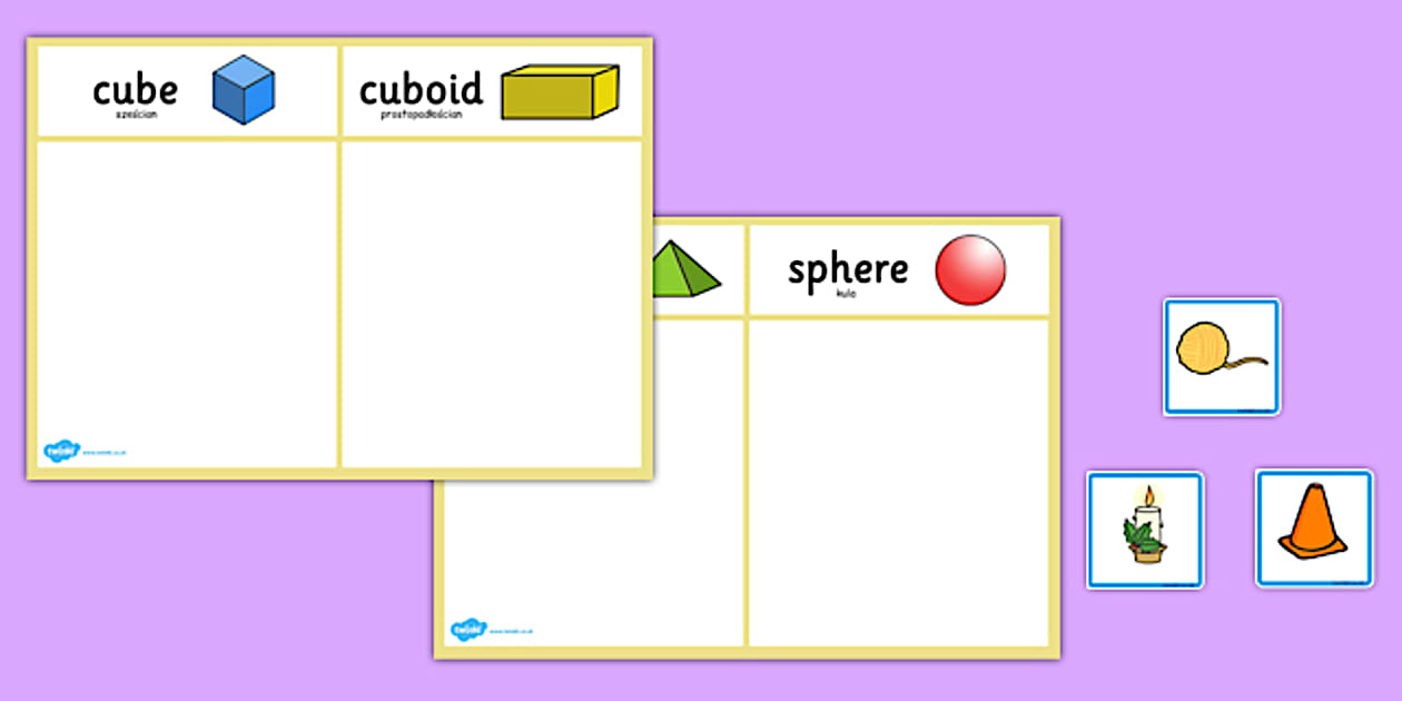 Black and White 3D Shape Sorting Activity Polish Translation