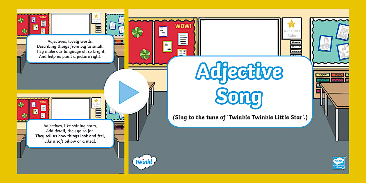 Adjective Song PowerPoint (teacher made) - Twinkl