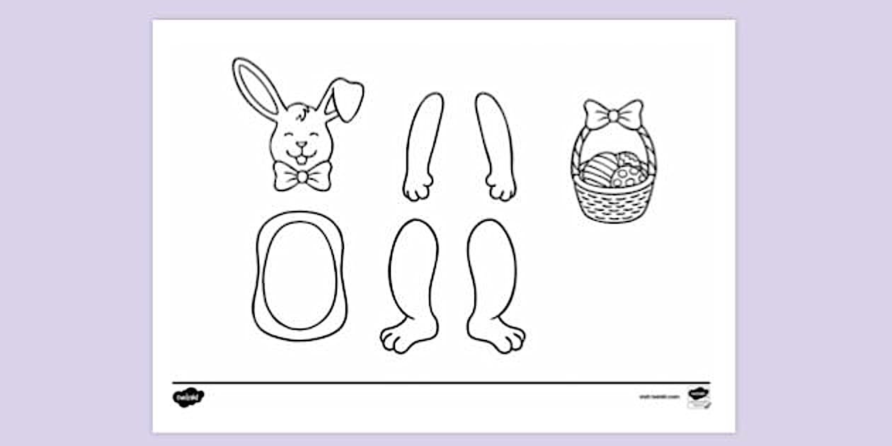 Split Pin Easter Bunny Colouring | Colouring Sheets - Twinkl