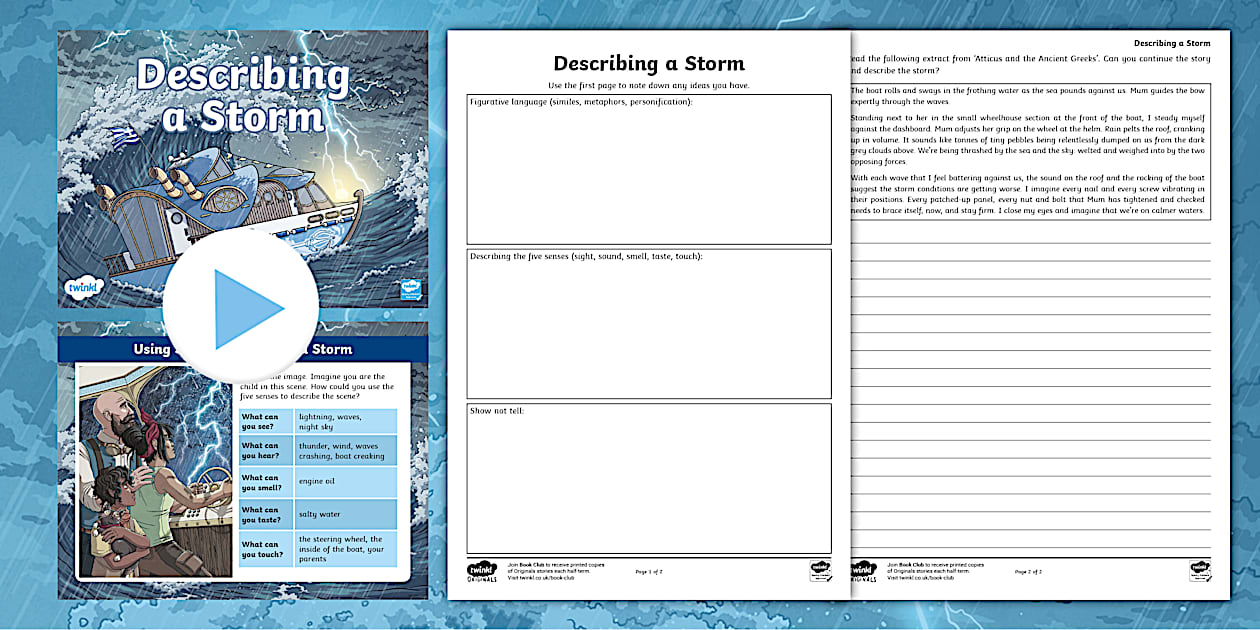 Describing a Storm KS2 Planning and Writing Activity Pack