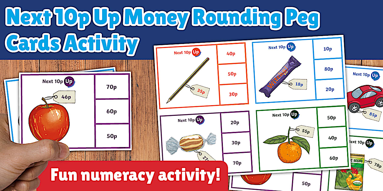 👉 Next 10p Up Money Rounding Peg Cards Activity