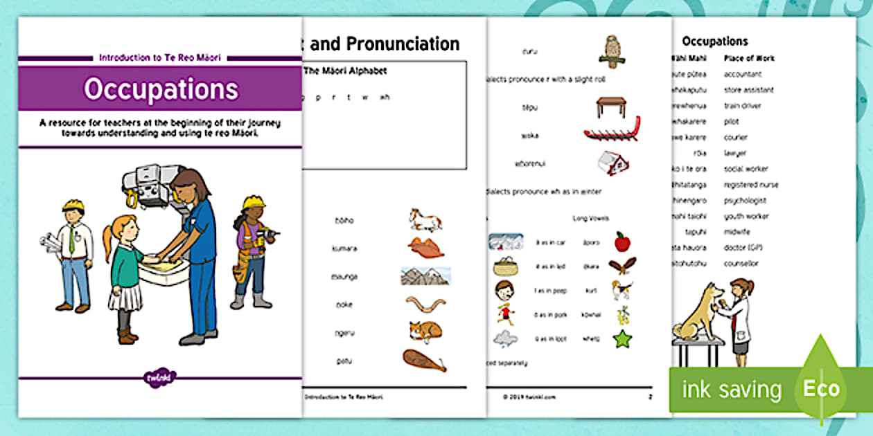Introduction to Te Reo Māori: Occupations Booklet - Twinkl