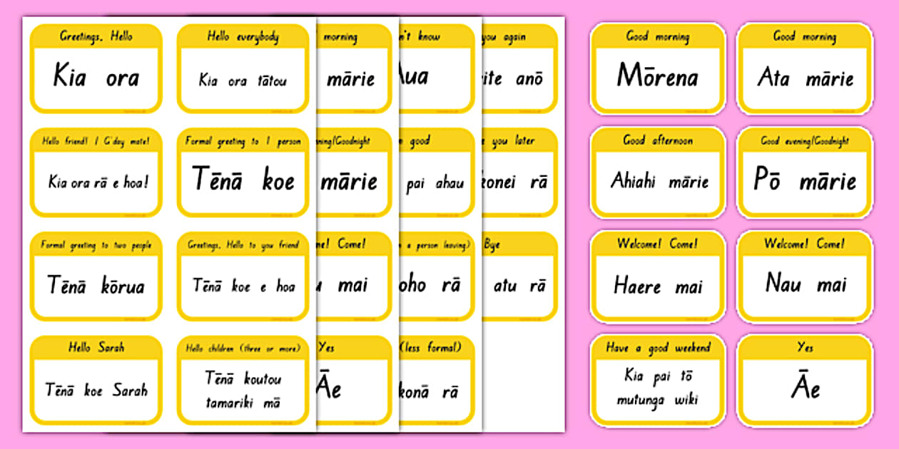 Cursive Greetings Flashcards Te Reo Māori (teacher made)