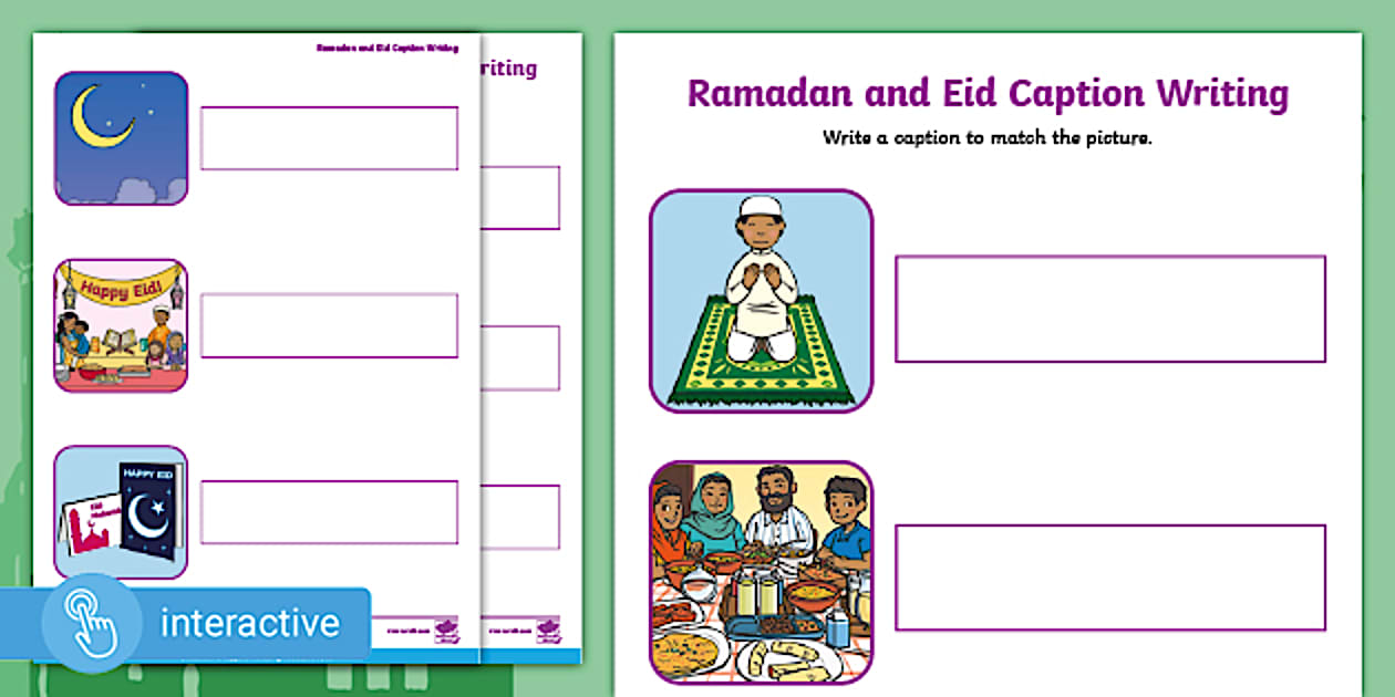 Interactive PDF: Ramadan and Eid Caption Writing - Twinkl