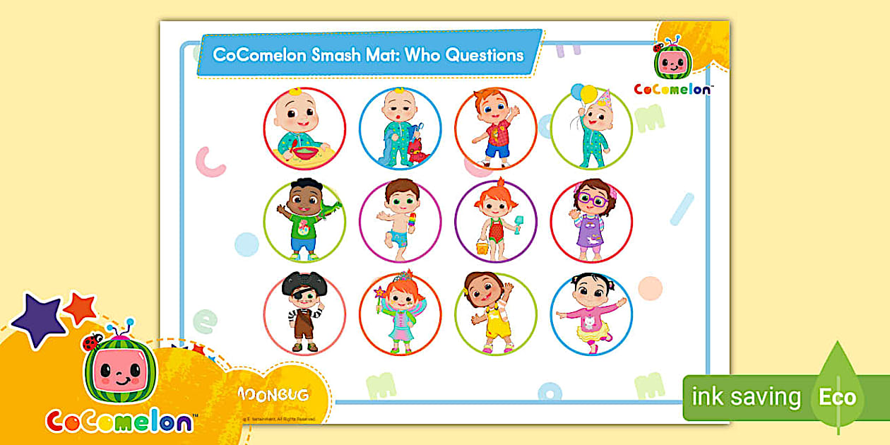 FREE! - CoComelon: Who Questions Smash Mat (teacher made)