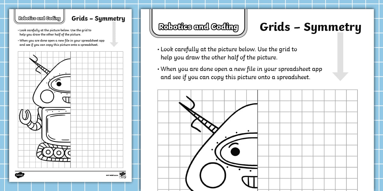 Robotics And Coding Grid Work Symmetry Twinkl
