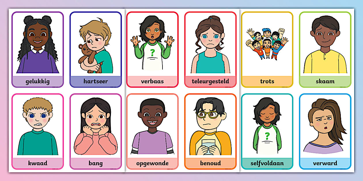 Emosies Flitskaarte in Afrikaans vir Graad R (teacher made)