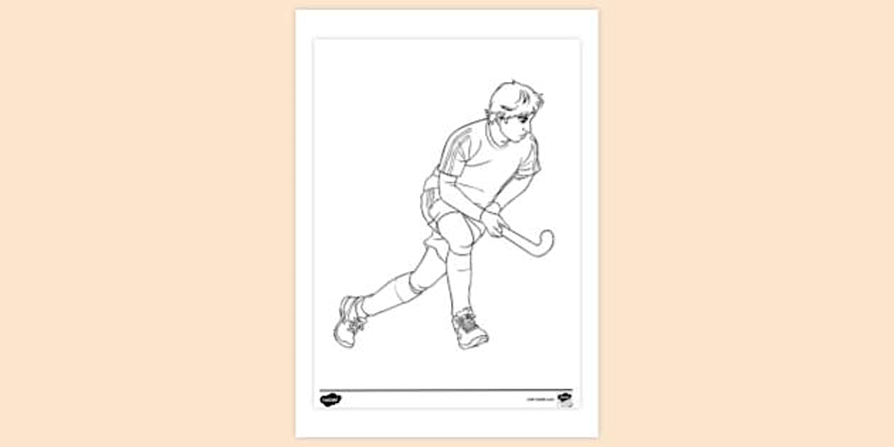 Hockey Player Colouring Sheet | Twinkl (teacher made)