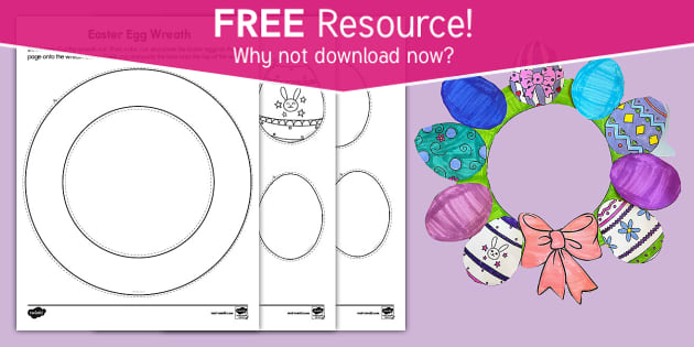 FREE! - Easter Egg Wreath Color, Cut, and Paste Craft Activity