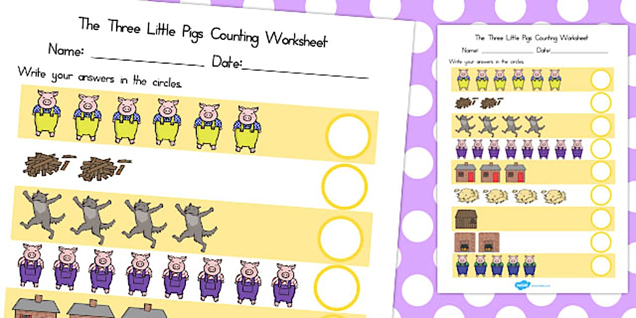 The 3 Little Pigs Counting Sheet (teacher made) - Twinkl