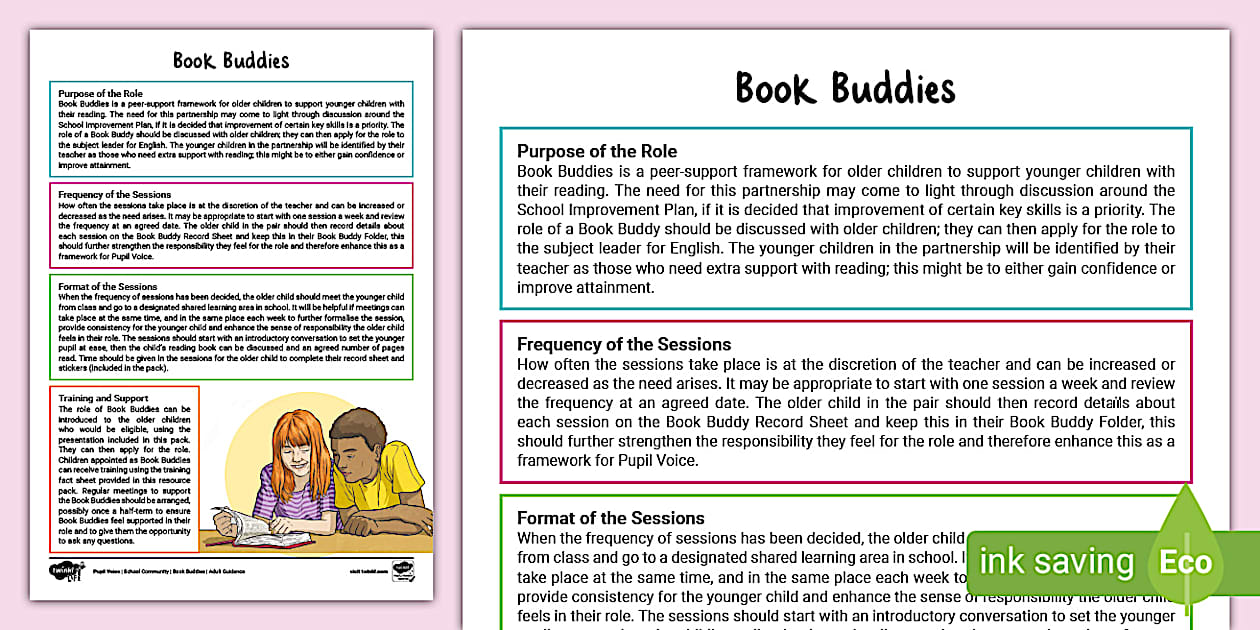 Pupil Voice - School Community - Book Buddies - Adult Guidance