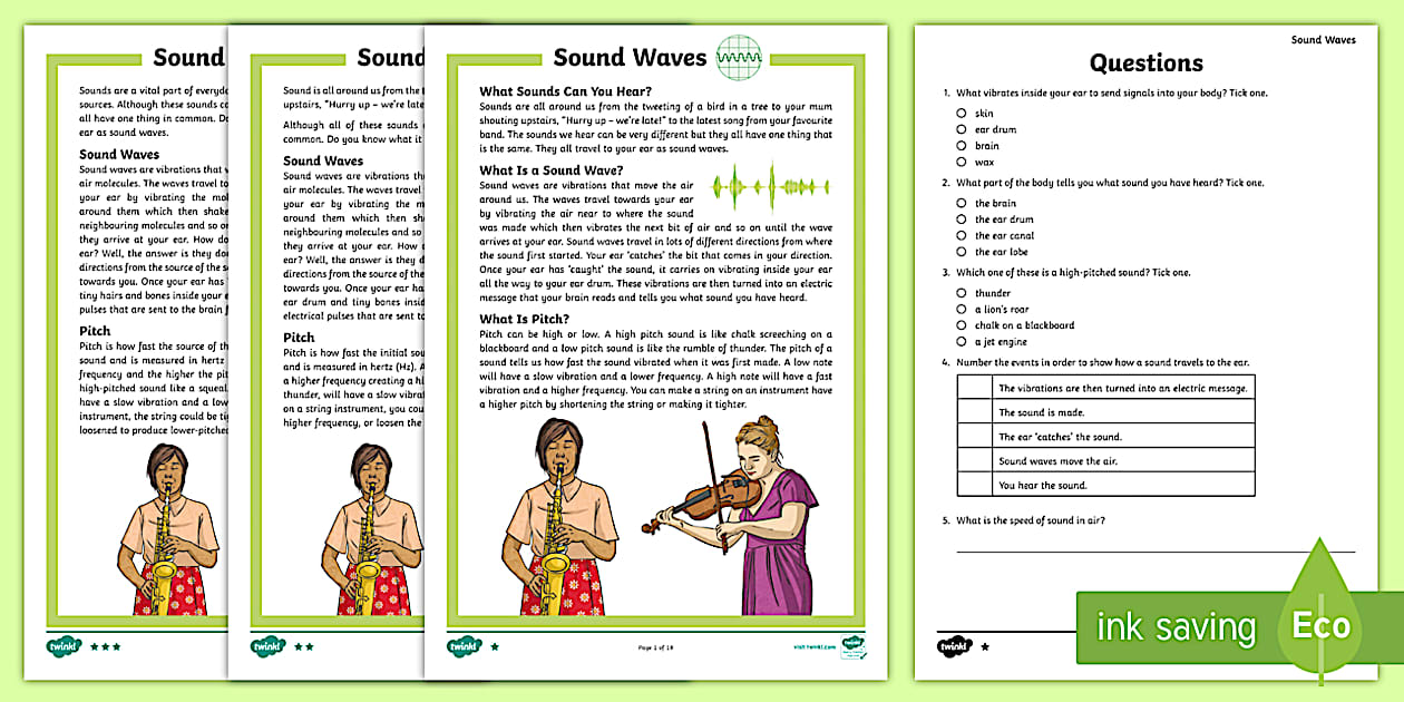 Sound Waves Differentiated Reading Comprehension Activity